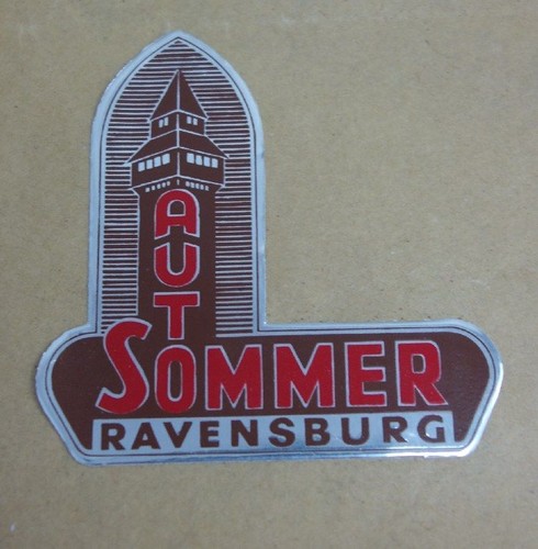alte Reklame Aufkleber Oldtimer Auto Sommer Ravensburg | eBay.de