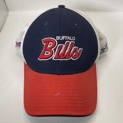 Vintage Buffalo Bills Hat NFL Football Script Trucker Mesh Blue Red ...