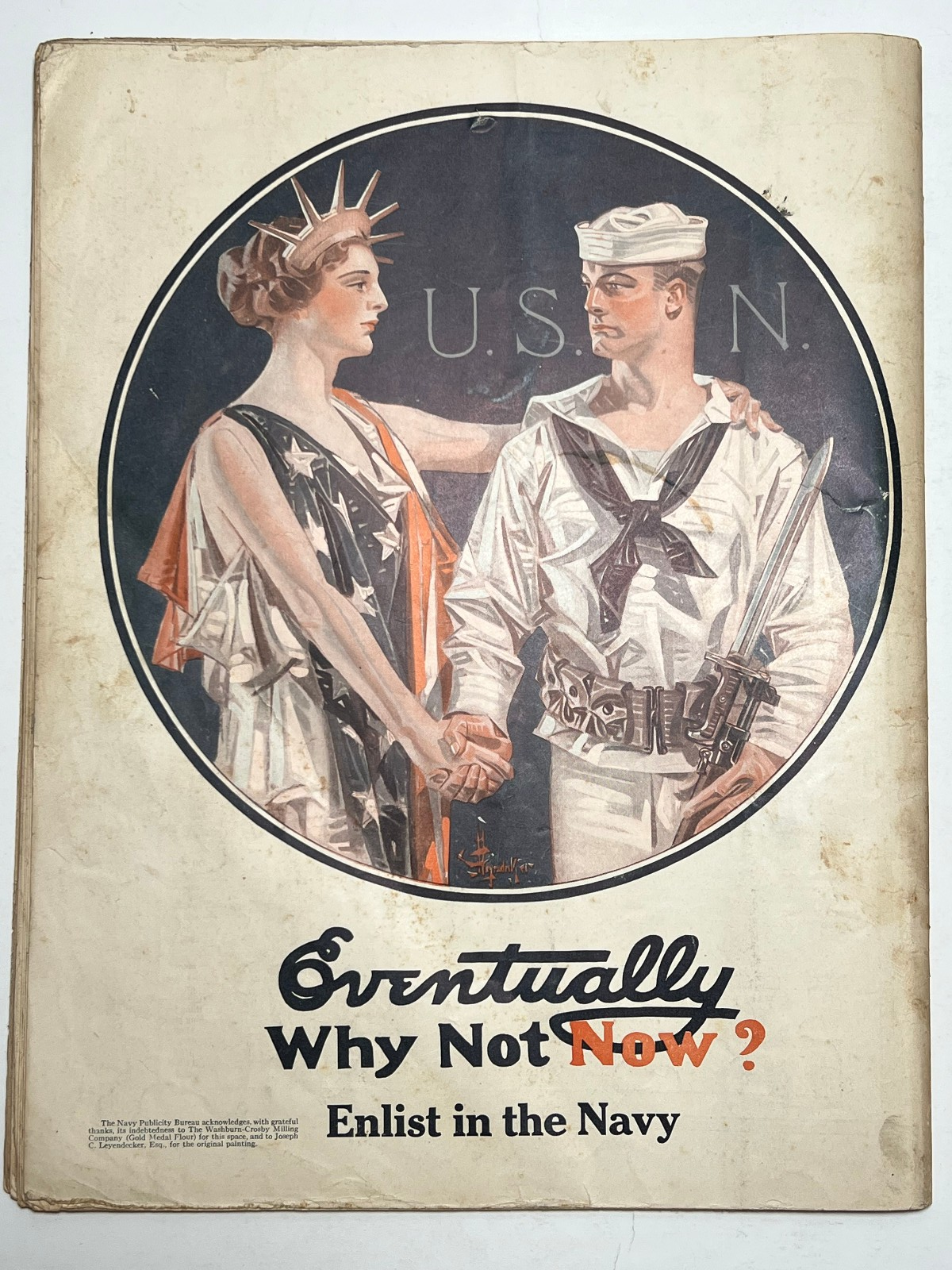 SATURDAY EVENING POST - July 1917 - LEYENDECKER US Navy Ad / Full ...