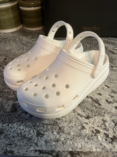 Crocs Kids' Platform Shoes Cutie Crush Clogs White 207708-100 Size J 3 ...