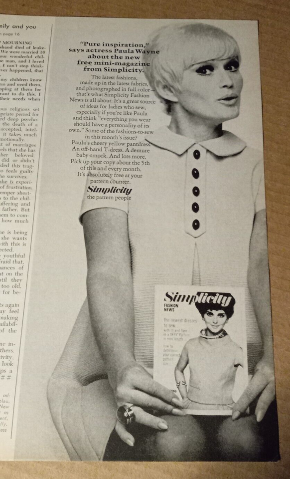 1968 print ad -PAULA WAYNE- Simplicity fashion sewing patterns Old ...