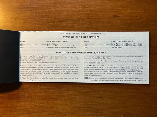 Zenith Transoceanic D7000 series log book (reprint) | eBay