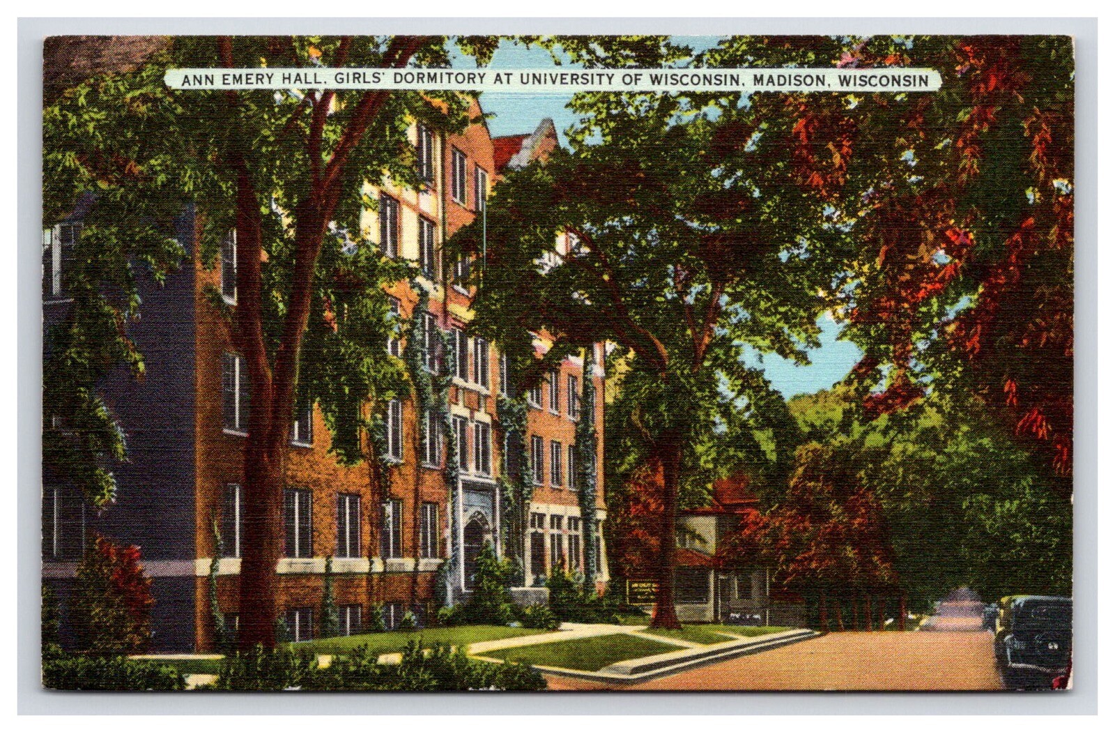 Postcard: WI Ann Emery Hall, Girls' Dormitory, Madison, Wisconsin ...