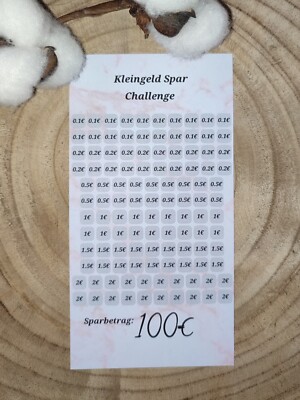 Kleingeld Spar Challenge passend für A6 Bugdet Planer Sparchallenge ...