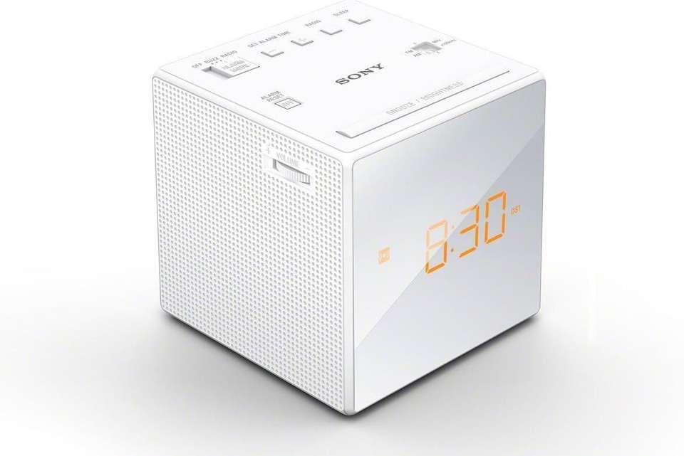 Sony Cube Style FM Radio Alarm Clock White - ICF-C1/WC3 | eBay