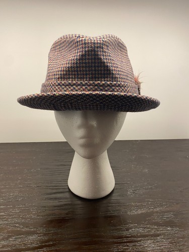 Pendleton Hat Men 7 1/4 Beige Herringbone Wool Feather Fedora Short Brim Vintage | eBay