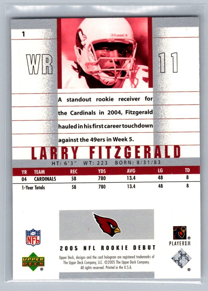 2005 Upper Deck Rookie Debut #1 Larry Fitzgerald | eBay