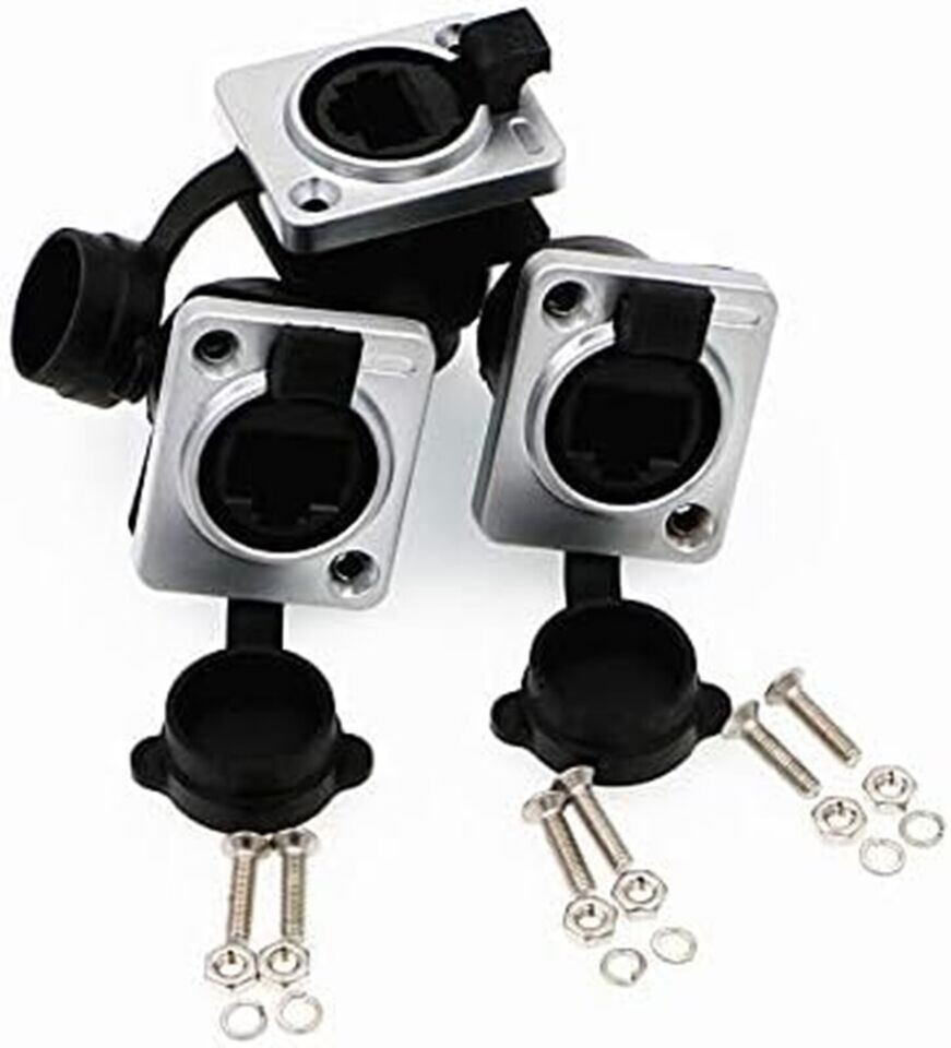 "3 Pcs IP65 RJ45 Waterproof Connector Dust Plugs - Black Ethernet Panel ...
