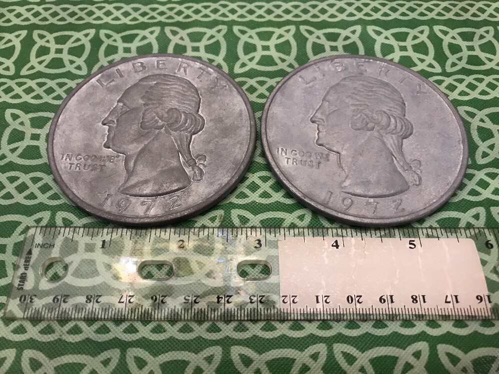 Pair Of 2x 1972 Enlarged Washington Quarter Coin Paperweights FREE ...