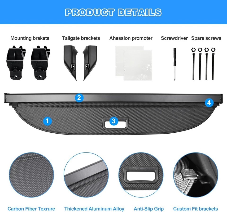 Cargo Cover for 2023 2024 Lexus NX NX250 NX350 NX350h NX450h+, Trunk ...