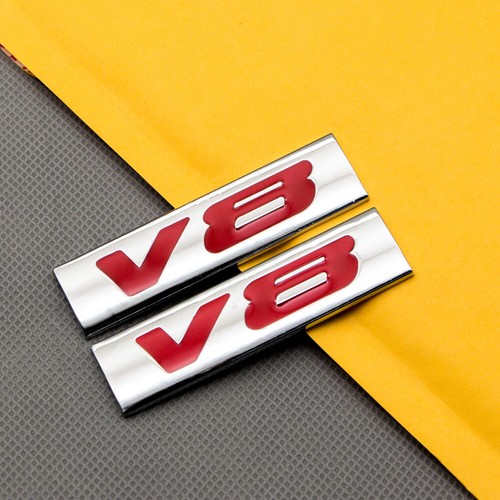 2x Chrome Red Metal V8 Engine Badge Sticker Sport 4wd Fender Trunk ...