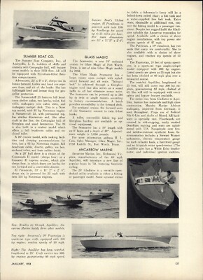 1958 PAPER AD ARTICLE Ancarrow Marine Aquilifer Praetorian Gladiator ...