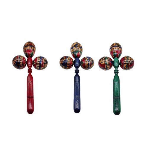 Maraca Shaker Professional Triple Head Wood Musical Instrument ...