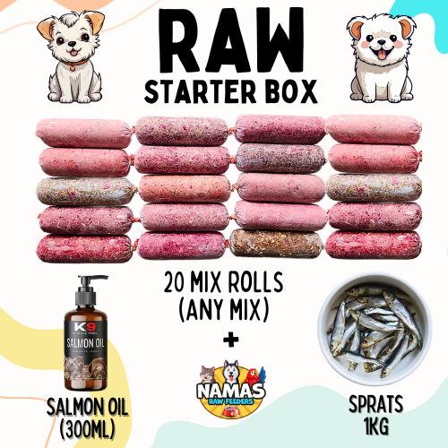 PRIME Frozen Raw Dog Food Bundle | 20 MIX ROLLS + 1KG SPRATS + SALMON ...