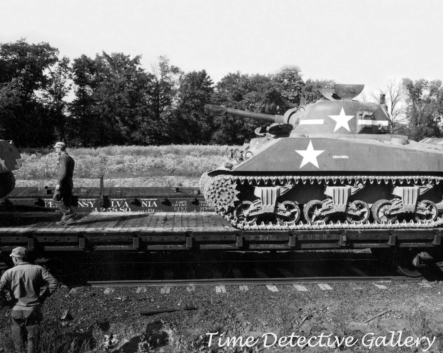 WWII Tank on Military Transport Train - 1944 - Vintage Photo Print | eBay