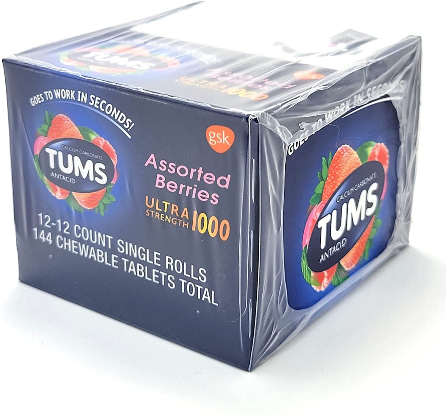 Tums Ultra 1000 Assorted Berries 12 Count x 12 Rolls (144 ct Each ...