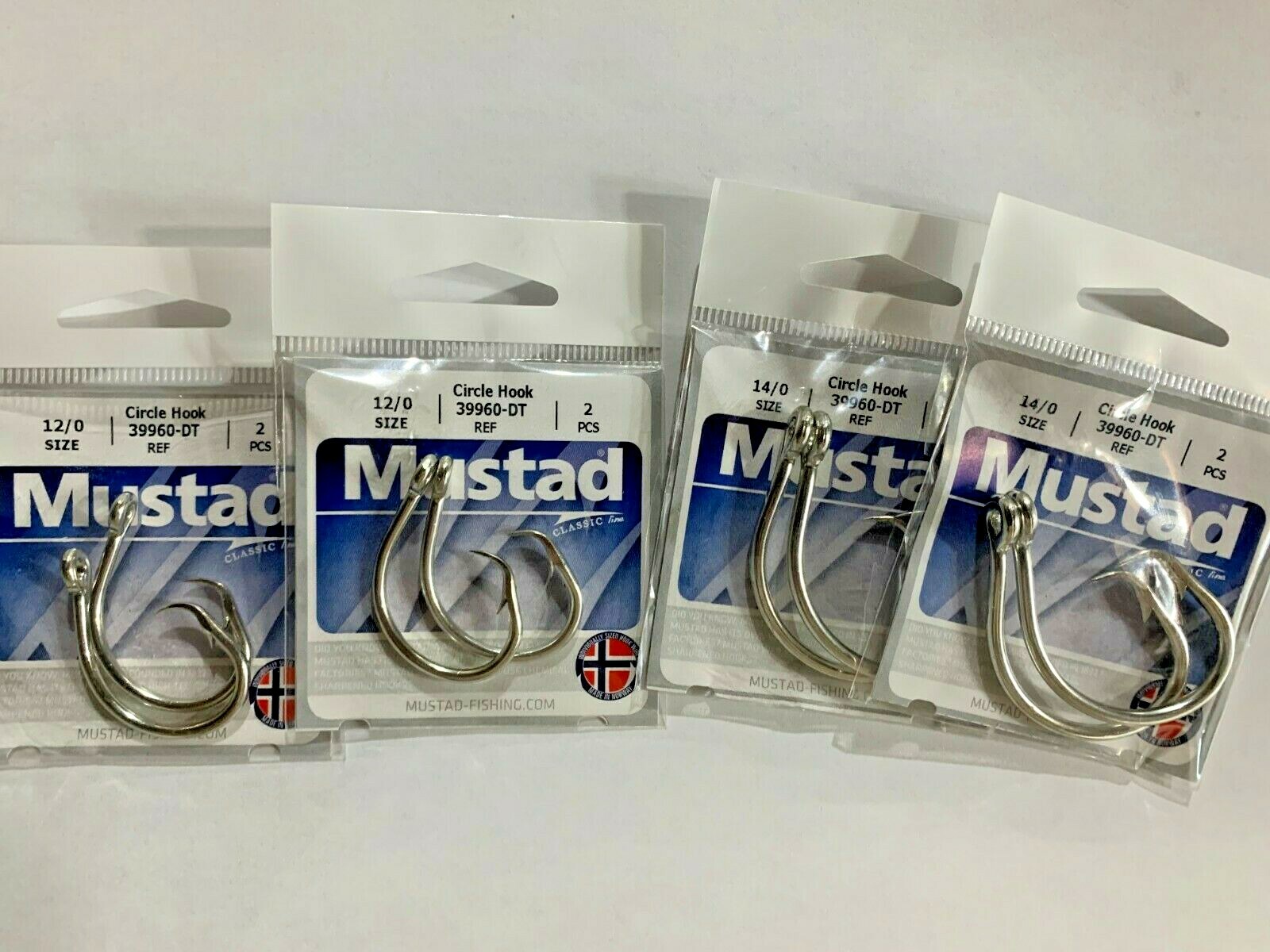 2 COMBO PACK-MUSTAD-39960-DT-12/0,14/0-2 PACK OF EACH SIZE-CLASSIC ...