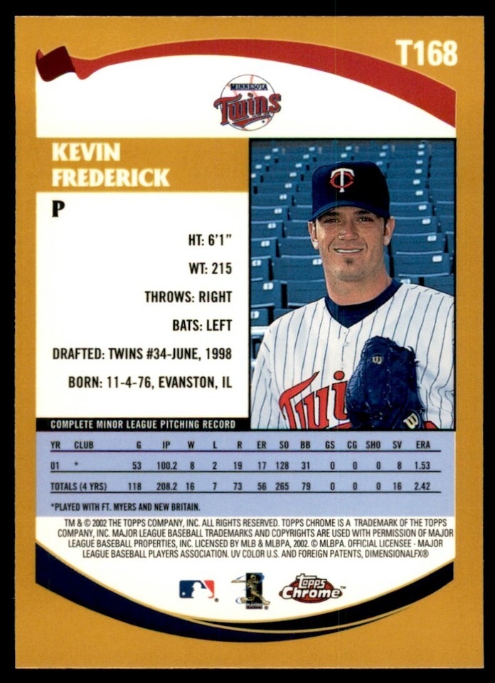 2002 Topps Chrome Prospects Kevin Frederick Rookie Minnesota Twins # ...