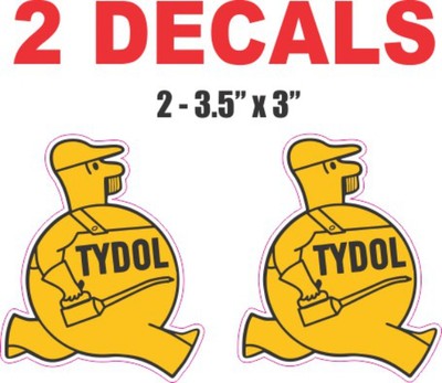 2 Tydol Man Gaoline / Oil Decals Great for Dioramas, Gas and Oil Cans ...