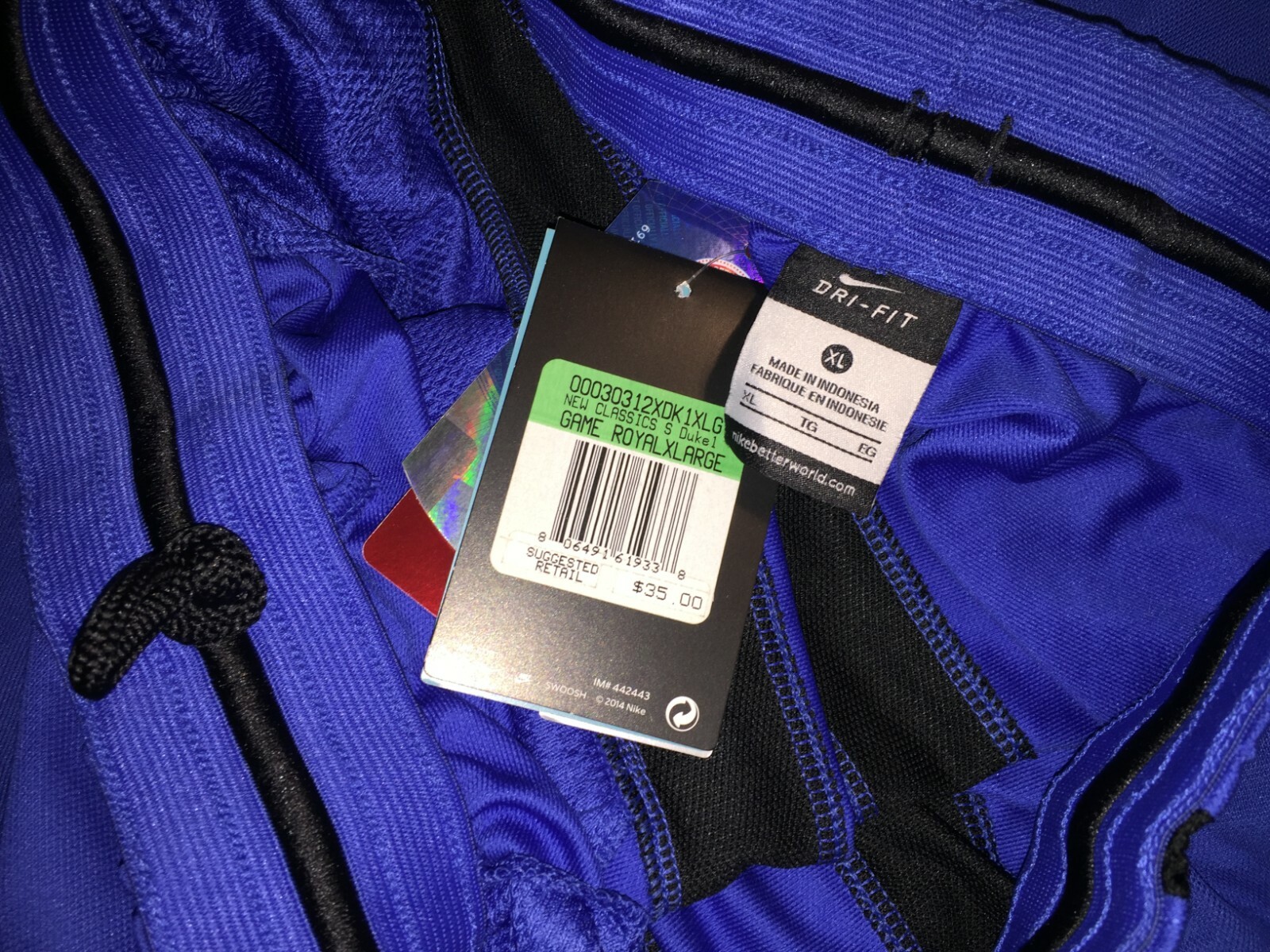 Nike DUKE BLUE DEVILS Game Royal Blue New Classic Basketball Drawstring ...