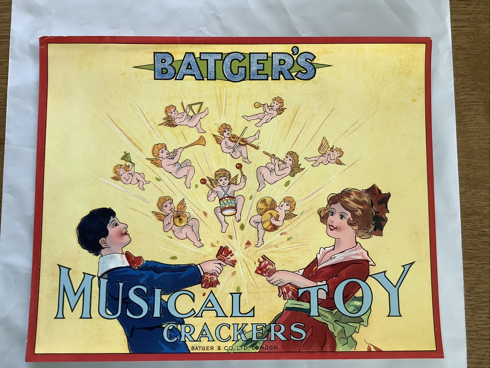 Batger’s Christmas Cracker Label “Musical Toy Crackers” Genuine Vintage ...