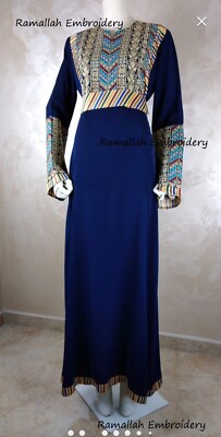 Palestinian Thobe, Tatreez With Belt. Navy Blue | eBay
