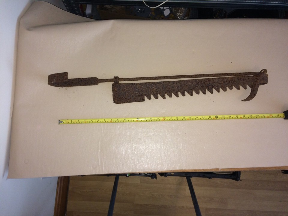 Antique Wrought Iron Sawtooth Trammel Pot Hanger - Inglenook Chimney ...