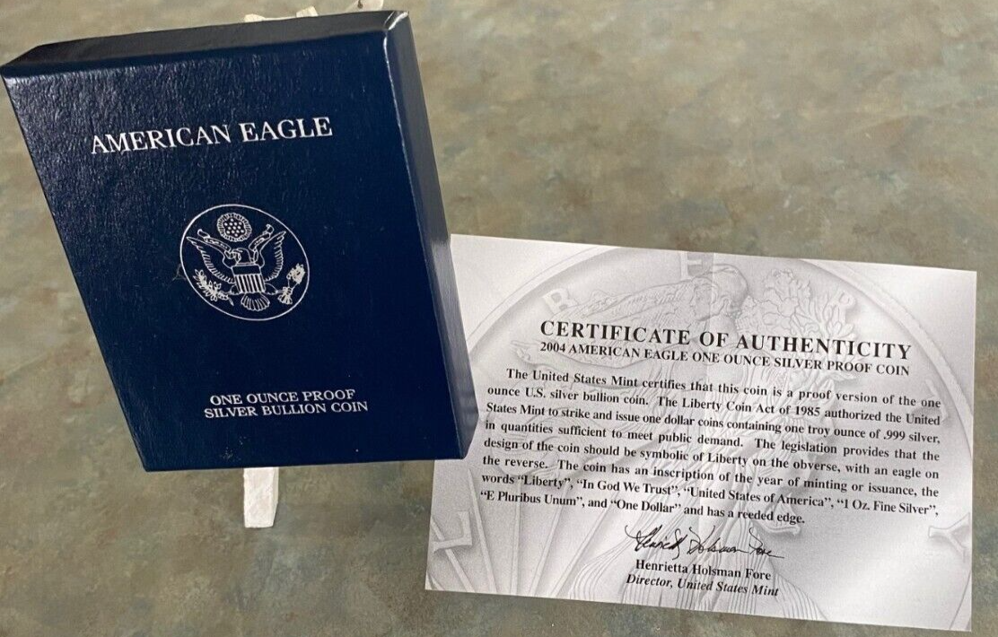 2004-W SILVER PROOF AMERICAN EAGLE REAL BEAUTY WITH COA & BOX | eBay