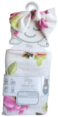 Toby Baby Girl 2 Pc Wrap Set Headband & 42” x 42” Wrap Nursing Cover ...