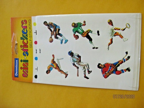 Vintage sealed Dennison mini-stickers self sticking Sports. Track ...