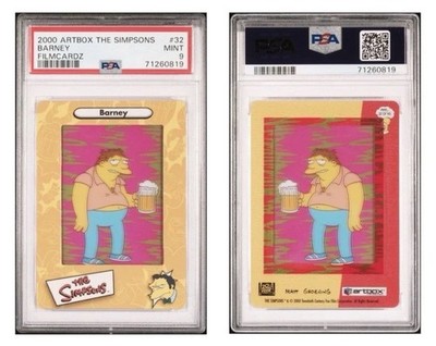 The Simpsons Barney w Beer Mug 2000 Artbox Film Cardz #32 Graded PSA 9 ...