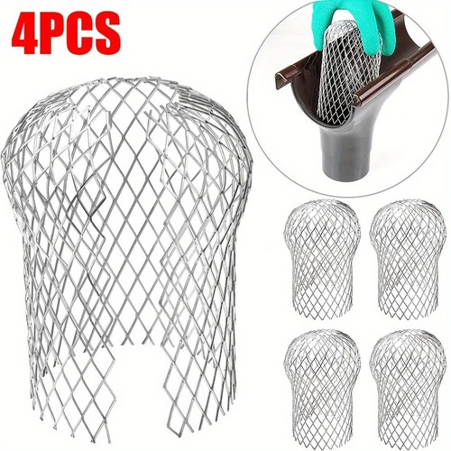 4x Metal Mesh Gutter Leaf Debris Mud Trap Guards Drain Pipe Cover ...