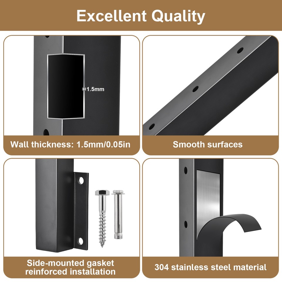 Modular Black Side Mount Cable Railing Kit 38 Inch Level Post Kit ...
