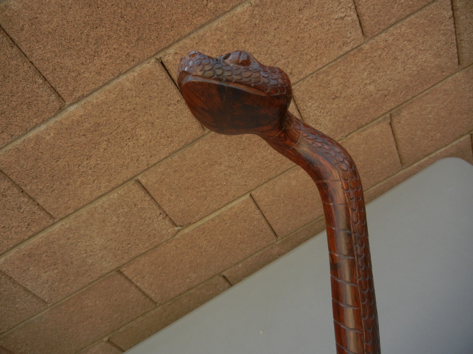 SNAKE Walking Stick Handmade Wood Carved Cane (Rattlesnake? Cobra ...