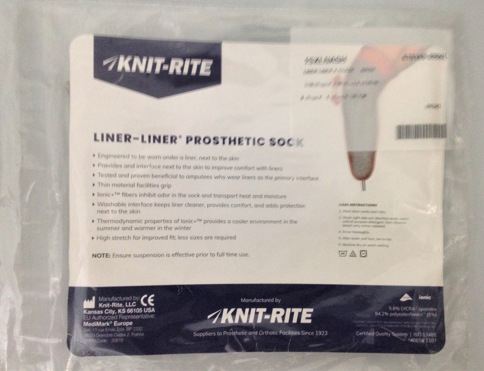 KNIT-RITE+LINER-LINER+PROSTHETIC+SOCK+WITH+X-STATIC+Narrow+Short+ ...