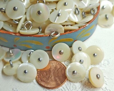 25 Vintage 1940s White Mother of Pearl MOP Pin Shank Buttons ~ just ...