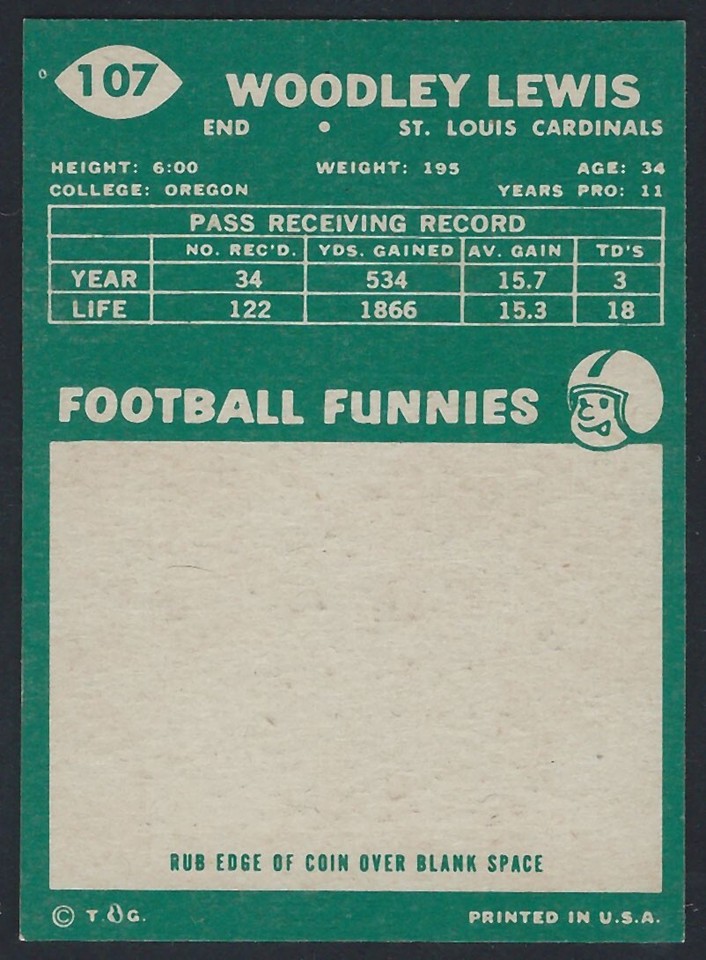 1960 Topps #107 WOODLEY LEWIS St. Louis Cardinals - CREASE FREE | eBay
