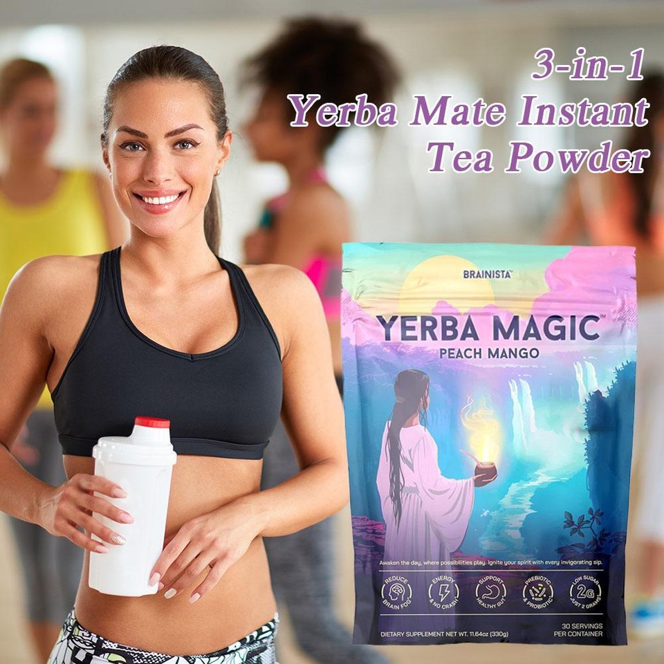Yerba Magic Yerba Mate Instant Tea Powder - Peach Mango Flavors - 30 ...