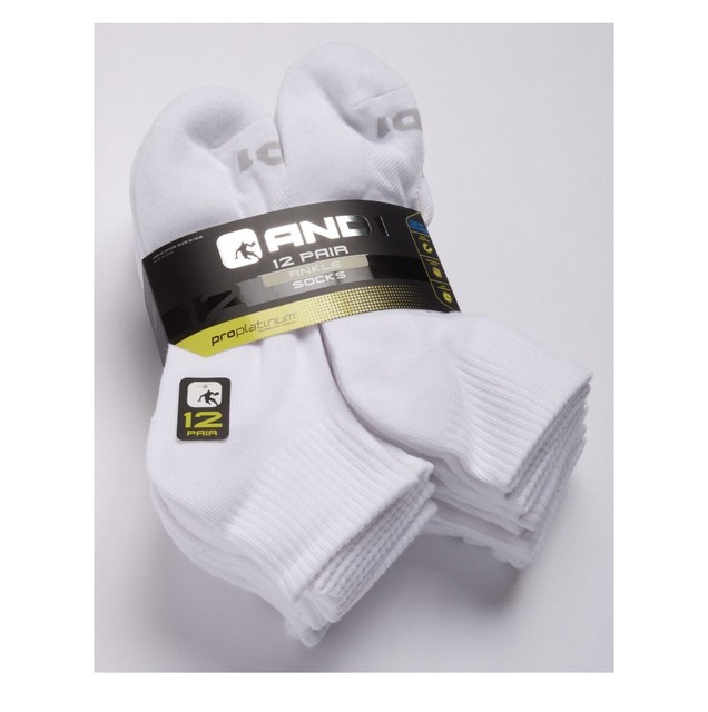 AND1 Mens Ankle Socks 12 Pair White Proplatinum for sale online | eBay