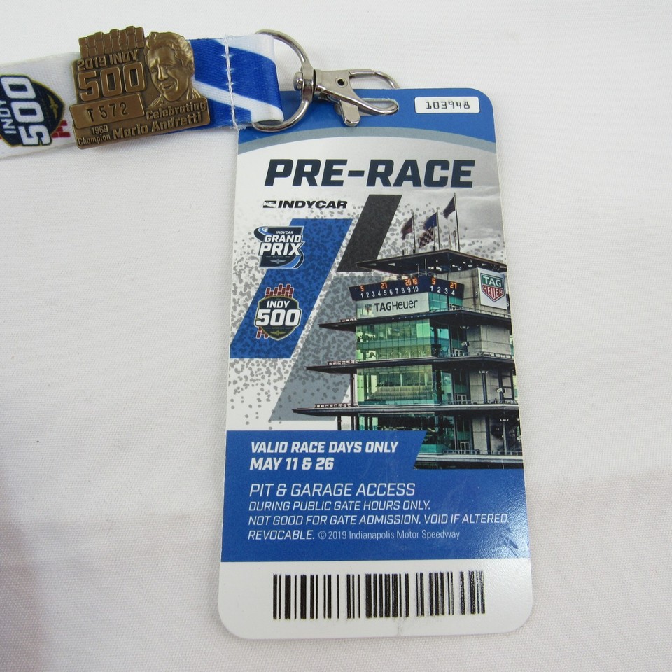 2019 Indianapolis 500 Bronze Pit Badge Lanyard Pit Cold Hard Card ...