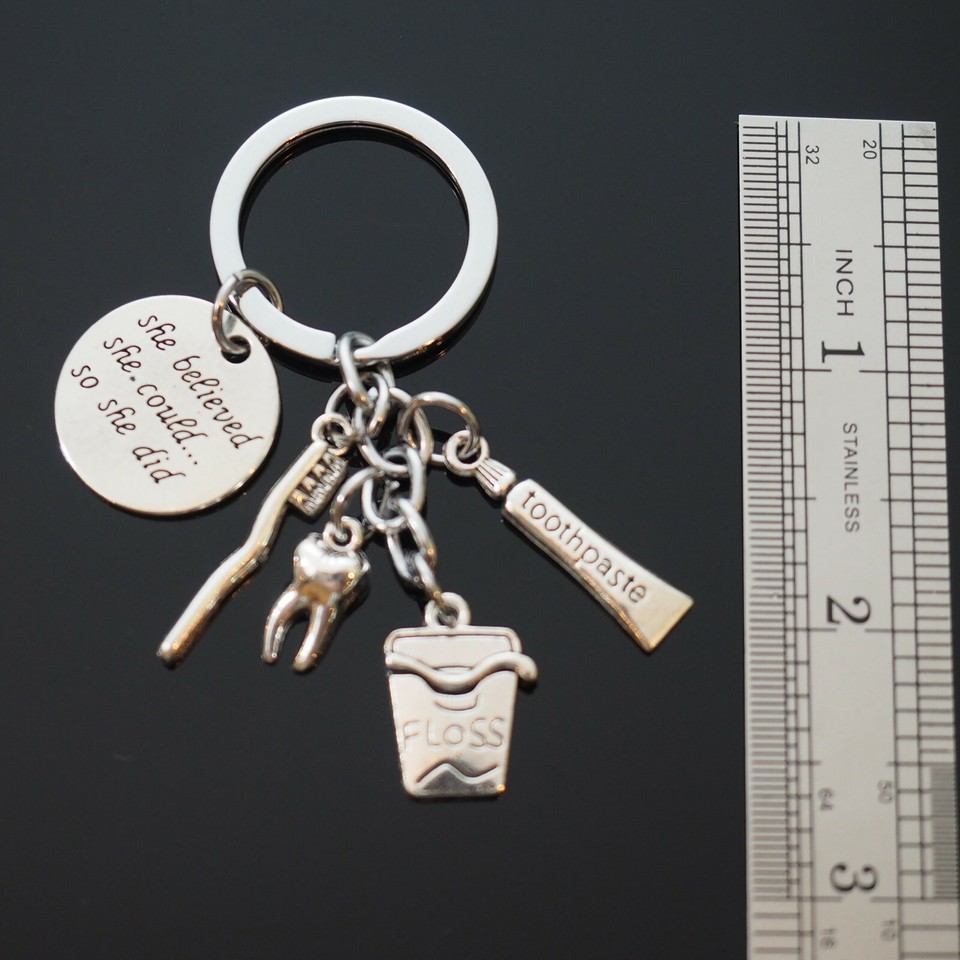 Tooth Brush Paste Floss Keychain Dentist Hygienist Student Mom ...