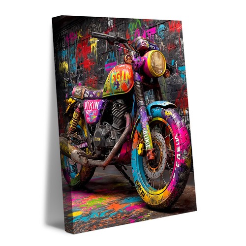 Colorful Graffiti Motorcycle Canvas Wall Art Posters _ Printing Artwork ...