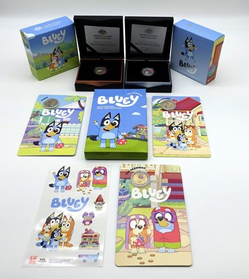 Bluey Investment Coins Coloured Silver Proof & Coloured Proof Coin + 3 ...