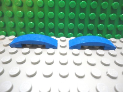 Lego 2 Blue 4x1 double curved smooth slopes brick block NEW | eBay