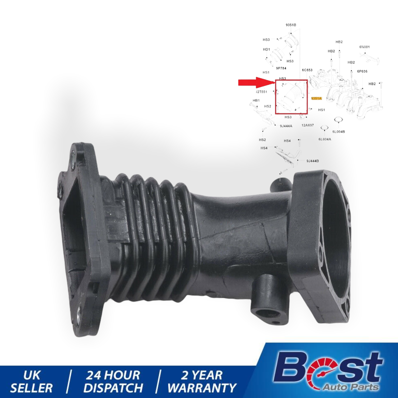 FORD FOCUS/C-MAX 1.6 90PS AIR INLET MANIFOLD TURBO HOSE PIPE 1440440 ...