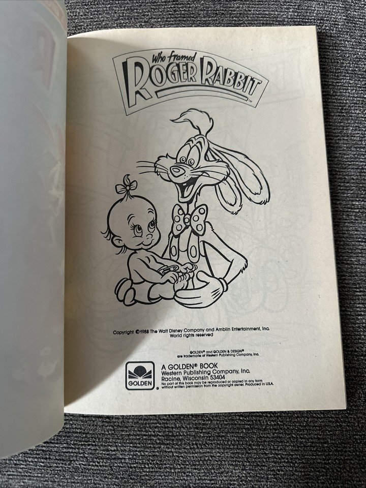 1988 Who Framed ROGER RABBIT Coloring Activity Book RARE CLEAN UNUSED ...