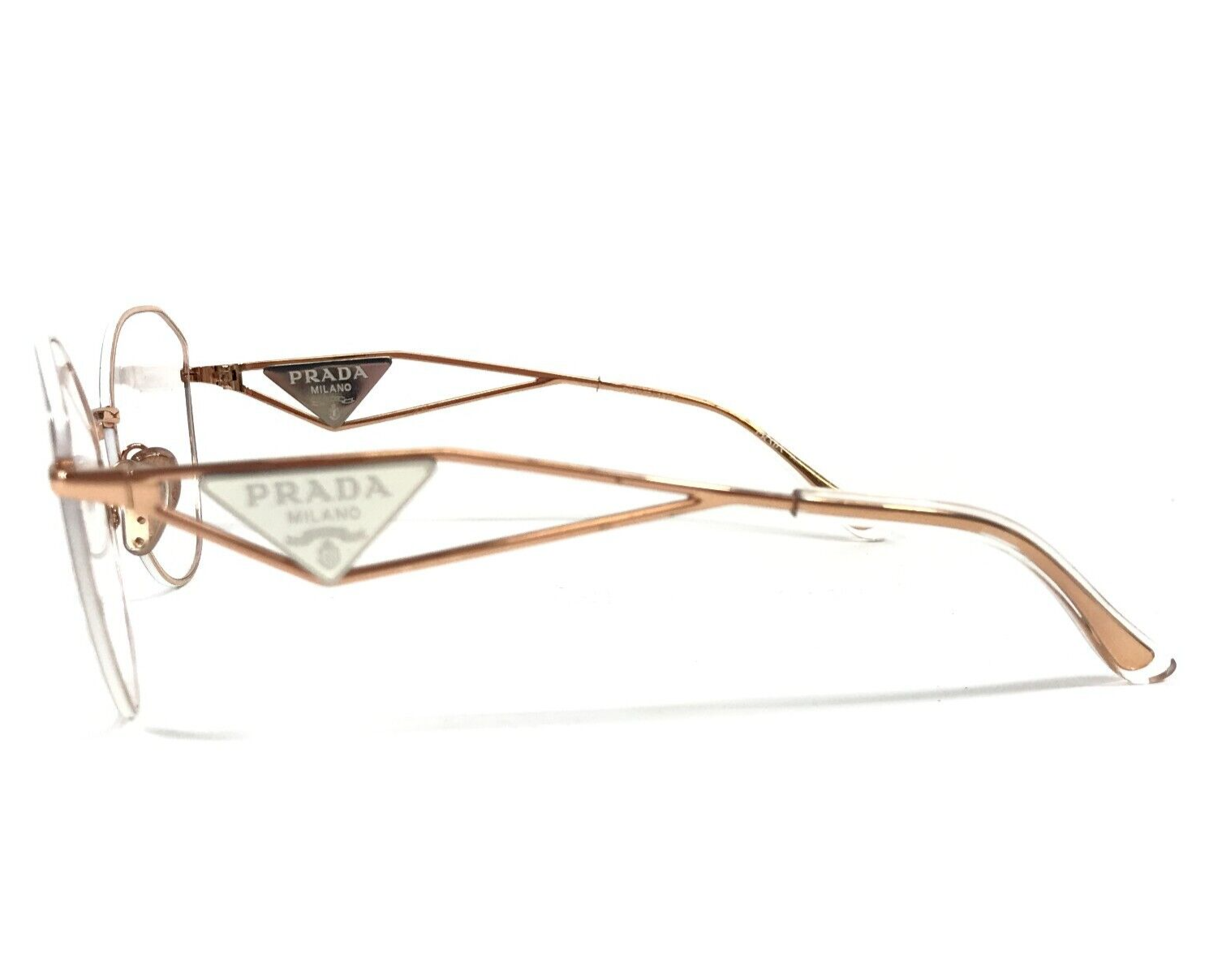Prada Eyeglasses Frames VPR52Z SVF-1O1 Rose Gold Cat Eye Wire Rim 55-18 ...