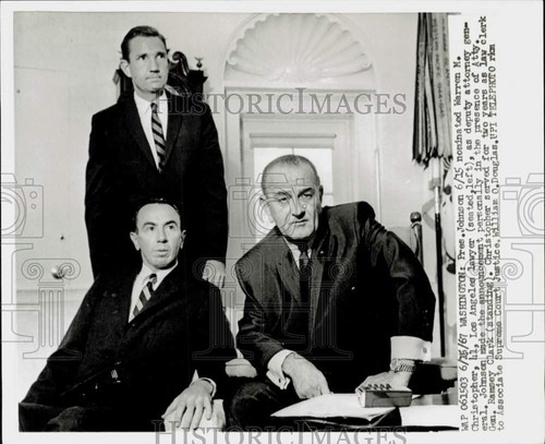 1967 Press Photo President Johnson, Warren Christopher, Ramsey Clark in ...