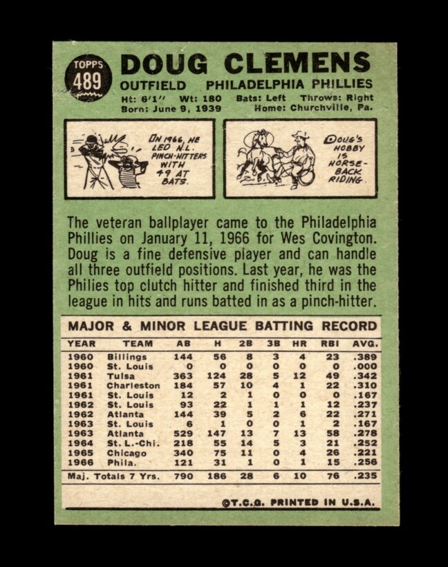 1967 Topps Set-Break #489 Doug Clemens EX-EXMINT *GMCARDS* | eBay