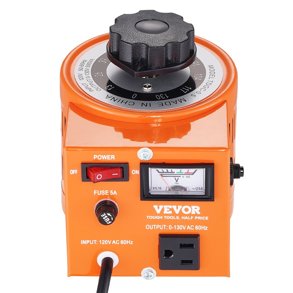 5 Amp Variac Transformer Variable AC Voltage Regulator Metered 500VA 0 ...